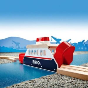 BRIO World 33569 - Ferry Ship - 3 Piece Wooden Toy Train Set for Kids | Interactive Light and Sound Features | Compatible with All BRIO Train Tracks | Ideal for Ages 3 and Up