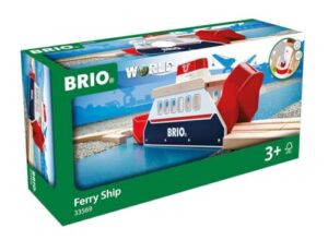 brio world 33569 - ferry ship - 3 piece wooden toy train set for kids | interactive light and sound features | compatible with all brio train tracks | ideal for ages 3 and up