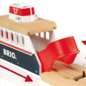 BRIO World 33569 - Ferry Ship - 3 Piece Wooden Toy Train Set for Kids | Interactive Light and Sound Features | Compatible with All BRIO Train Tracks | Ideal for Ages 3 and Up