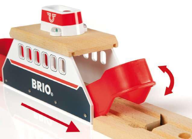 BRIO World 33569 - Ferry Ship - 3 Piece Wooden Toy Train Set for Kids | Interactive Light and Sound Features | Compatible with All BRIO Train Tracks | Ideal for Ages 3 and Up