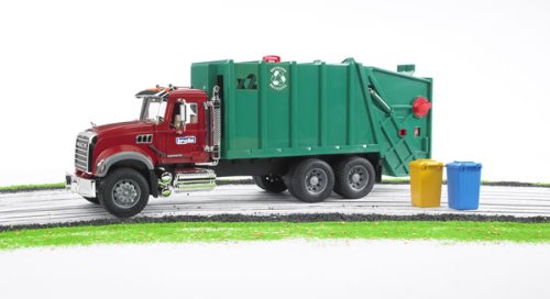 Bruder Mack Granite Garbage Truck (Ruby red-Green)