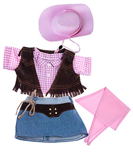 Cowgirl w/Pink Hat and Pink Scarf Teddy Bear Clothes Fits Most 14"-18" Build-A-Bear and Make Your Own Stuffed Animals