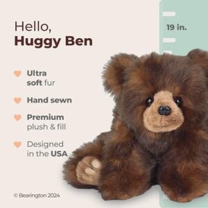 Bearington Huggy Ben Plush Stuffed Animal Brown Grizzly Bear, 19"