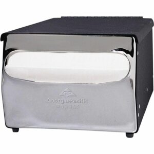 Georgia-Pacific Dixie Countertop Full-Fold Napkin Dispenser by PRO , Chrome, 51202, Holds 225 Napkins, 7.880" W x 11.500" D x 5.880" H,Black & Chrome