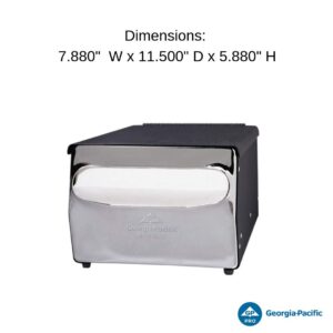 Georgia-Pacific Dixie Countertop Full-Fold Napkin Dispenser by PRO , Chrome, 51202, Holds 225 Napkins, 7.880" W x 11.500" D x 5.880" H,Black & Chrome