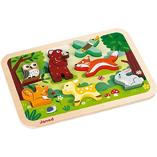 Janod Forest Chunky Puzzle - 7 Pieces - Ages 18 Months+ - J07023