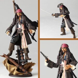 Pirates of the Carribean Revoltech SciFi Super Poseable Action Figure Jack Sparrow by Kaiyodo Jap.