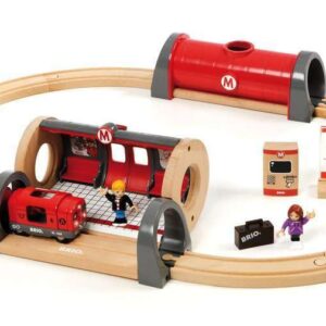 Brio - 33513 Metro Railway Set | Dynamic 20 Piece Wooden Train Set with Interactive Accessories | Perfect for Kids Ages 3 and Up | Fosters Creativity and Motor Skills