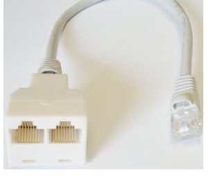 ptc premium 12-inch rj45 splitter adapter cable male/female/female - if you are connecting 2 computers to one internet access, please make sure only one computer is on at any one time