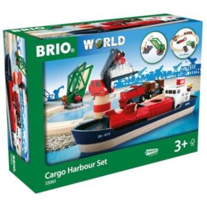 BRIO World - 33061 Cargo Harbor Set | 16-Piece Train Set with Accessories Wooden Tracks | Ideal Gift for Kids Aged 3+ | Certified Sustainable Materials