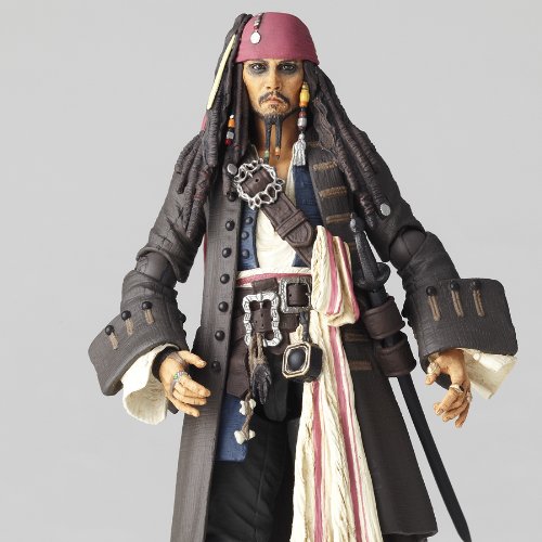 Pirates of the Carribean Revoltech SciFi Super Poseable Action Figure Jack Sparrow by Kaiyodo Jap.