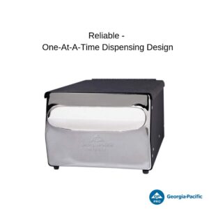 Georgia-Pacific Dixie Countertop Full-Fold Napkin Dispenser by PRO , Chrome, 51202, Holds 225 Napkins, 7.880" W x 11.500" D x 5.880" H,Black & Chrome