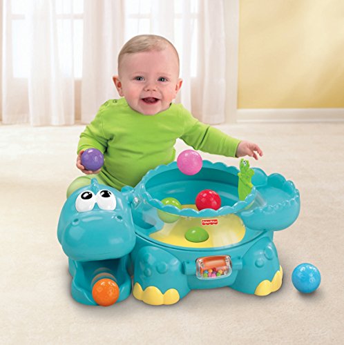 Fisher-Price Baby Crawling Toy, Poppity Pop Musical Dino Ball-Popper with Sounds for Infants Ages 6+ Months, Blue