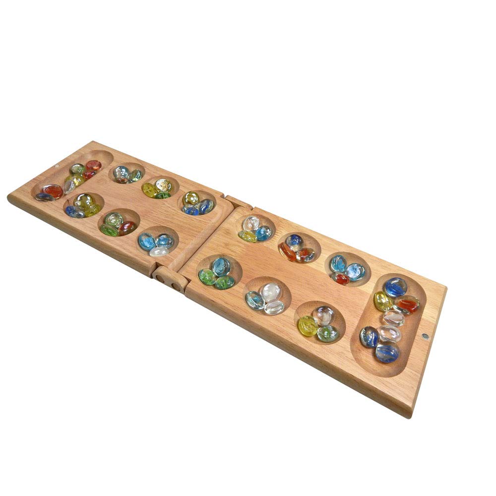 Melissa Wood Folding Mancala Board Game, 17.5 Inch Set