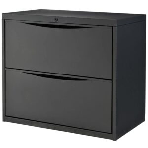 Global Industrial 30"W Premium Lateral File Cabinet, 2 Drawer, Black