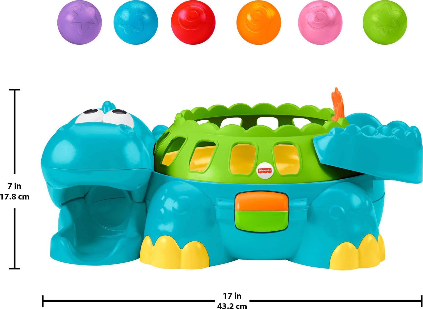 Fisher-Price Baby Crawling Toy, Poppity Pop Musical Dino Ball-Popper with Sounds for Infants Ages 6+ Months, Blue