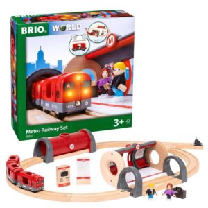 Brio - 33513 Metro Railway Set | Dynamic 20 Piece Wooden Train Set with Interactive Accessories | Perfect for Kids Ages 3 and Up | Fosters Creativity and Motor Skills