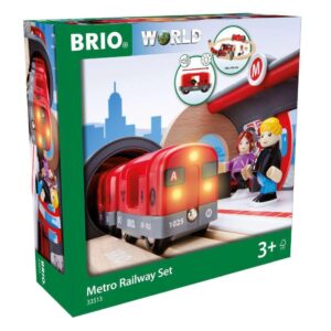 Brio - 33513 Metro Railway Set | Dynamic 20 Piece Wooden Train Set with Interactive Accessories | Perfect for Kids Ages 3 and Up | Fosters Creativity and Motor Skills