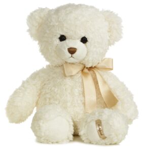 aurora® snuggly ashford bear™ stuffed animal - comforting companion - imaginative play - white 11 inches