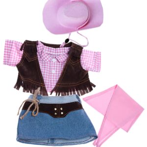 Cowgirl w/Pink Hat and Pink Scarf Teddy Bear Clothes Fits Most 14"-18" Build-A-Bear and Make Your Own Stuffed Animals