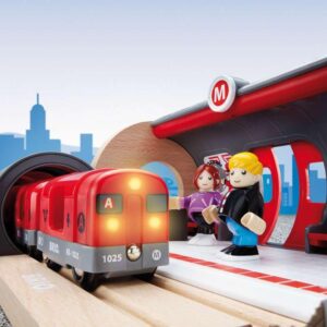 Brio - 33513 Metro Railway Set | Dynamic 20 Piece Wooden Train Set with Interactive Accessories | Perfect for Kids Ages 3 and Up | Fosters Creativity and Motor Skills