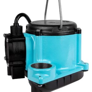 Little Giant 506160, 6-CIA-ML 115 Volt, 1/3 HP, 2760 GPH Cast Iron Replacement Compact Submersible Sump Pump for Under Sink and Laundry Tray Systems with Integral Low Level Diaphragm Switch, Blue