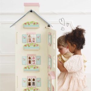 Le Toy Van - Gorgeous Cherry Tree Hall Large 4 Storey Wooden Doll House Play Set For Girls or Boys | Great As A Gift | Suitable for Ages 3+