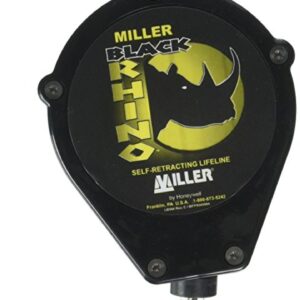 Miller CFL-5-Z7/9FT Black Rhino 9-Foot Self-Retracting Lifeline with Steel Swivel and Locking Rebar Hook, Black