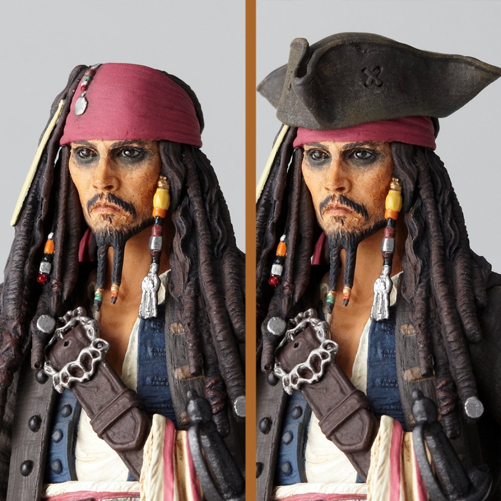 Pirates of the Carribean Revoltech SciFi Super Poseable Action Figure Jack Sparrow by Kaiyodo Jap.