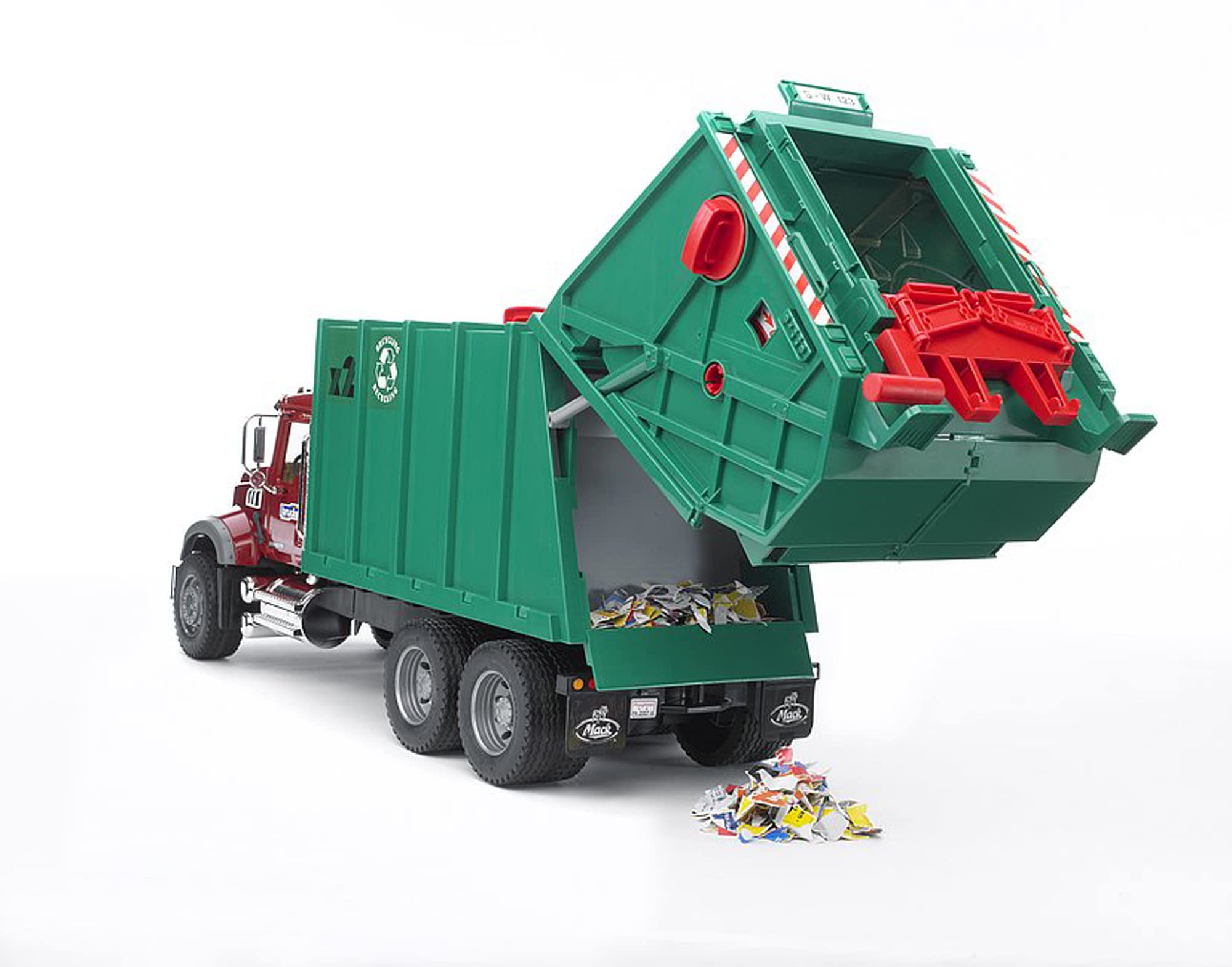 Bruder Mack Granite Garbage Truck (Ruby red-Green)