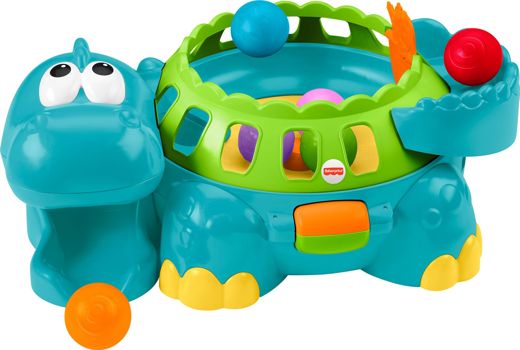 Fisher-Price Baby Crawling Toy, Poppity Pop Musical Dino Ball-Popper with Sounds for Infants Ages 6+ Months, Blue