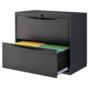 Global Industrial 30"W Premium Lateral File Cabinet, 2 Drawer, Black