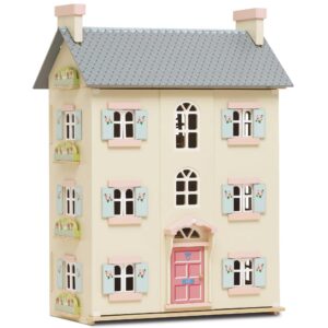 le toy van - gorgeous cherry tree hall large 4 storey wooden doll house play set for girls or boys | great as a gift | suitable for ages 3+