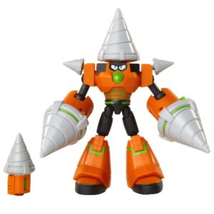 jakks pacific fully charged – deluxe drill man articulated action figure with spinning drills and drill man buster accessory (to swap onto the mega man figure)! based on the new show!