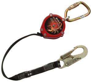 miller by honeywell scorpion 9-foot personal fall limiter with twist-lock carabiner & locking snap hook, 310 lb. capacity (pfl-2-z7/9ft), red