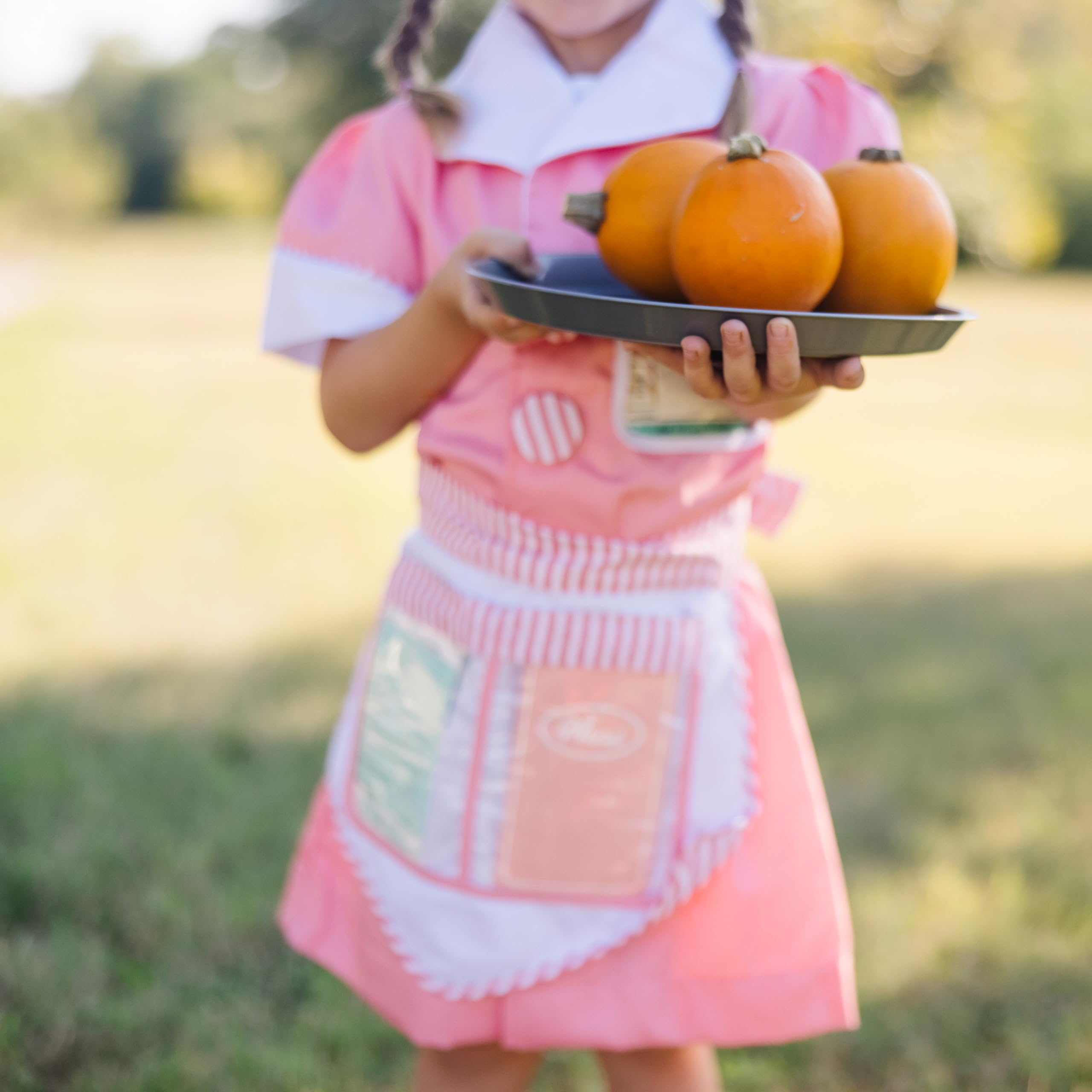 Melissa & Doug Waitress Role Play Costume Set (7 pcs) - Includes Apron, Order Pad, Cap Pink 3-6 years