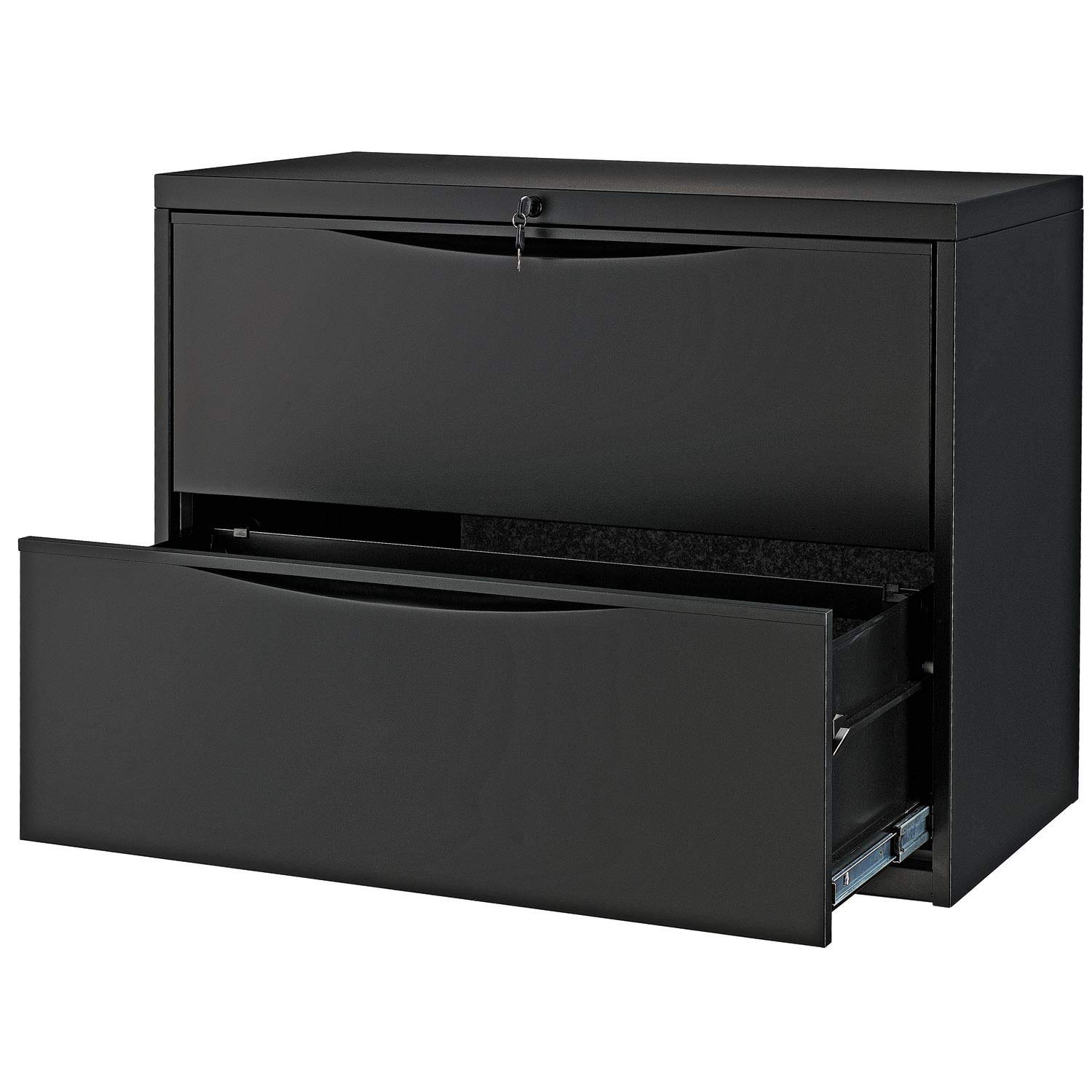 Global Industrial 30"W Premium Lateral File Cabinet, 2 Drawer, Black