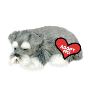 original petzzz schnauzer, realistic lifelike stuffed interactive pet toy, companion pet dog with 100% handcrafted synthetic fur