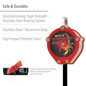 Miller by Honeywell Scorpion 9-Foot Personal Fall Limiter with Twist-Lock Carabiner & Locking Snap Hook, 310 lb. Capacity (PFL-2-Z7/9FT), Red