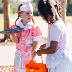 Melissa & Doug Waitress Role Play Costume Set (7 pcs) - Includes Apron, Order Pad, Cap Pink 3-6 years