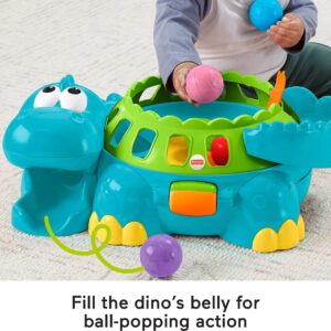 Fisher-Price Baby Crawling Toy, Poppity Pop Musical Dino Ball-Popper with Sounds for Infants Ages 6+ Months, Blue