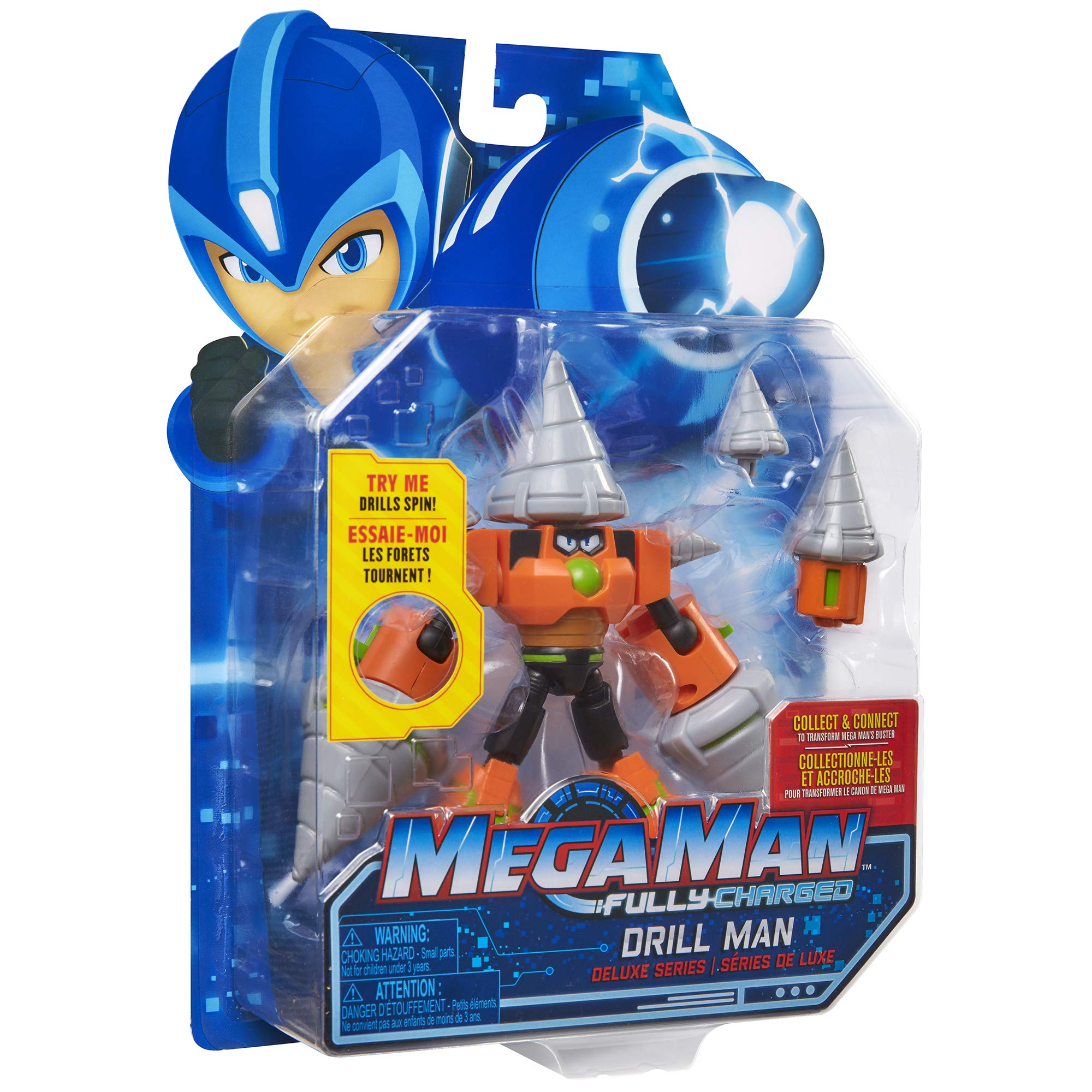 Jakks Pacific Fully Charged – Deluxe Drill Man Articulated Action Figure with Spinning Drills and Drill Man Buster Accessory (to swap onto the Mega Man figure)! Based on the new show!