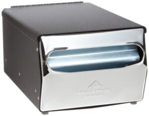 georgia-pacific dixie countertop full-fold napkin dispenser by pro , chrome, 51202, holds 225 napkins, 7.880" w x 11.500" d x 5.880" h,black & chrome