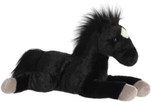 aurora® adorable flopsie™ blackjack™ stuffed animal - playful ease - timeless companions - black 12 inches