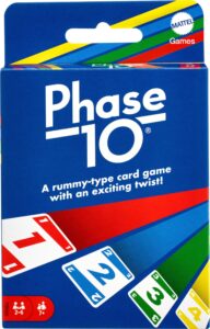 mattel games phase 10 card game with 108 cards, great game for kids, family or adult game night, ages 7 years and older