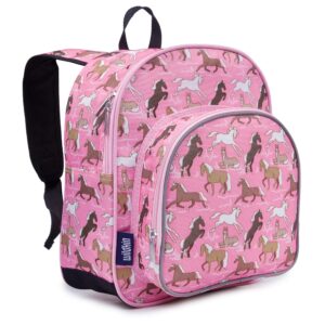 wildkin 12-inch kids backpack for boys & girls, perfect for daycare and preschool, toddler bags features padded back & adjustable strap, ideal for school & travel backpacks (horses in pink)