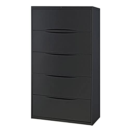 Global Industrial 36"W Premium Lateral File Cabinet, 5 Drawer, Black