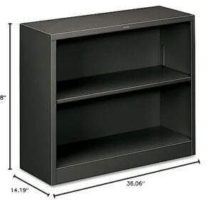 HON Company 2 Shelf Metal Bookcase, 34-1/2"Wx12-5/8"Dx29"H, Charcoal