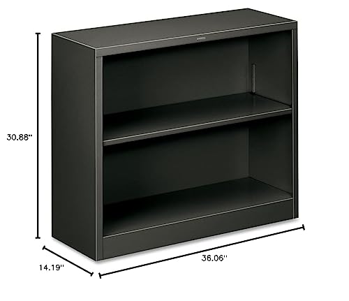 HON Company 2 Shelf Metal Bookcase, 34-1/2"Wx12-5/8"Dx29"H, Charcoal