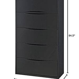 Global Industrial 36"W Premium Lateral File Cabinet, 5 Drawer, Black